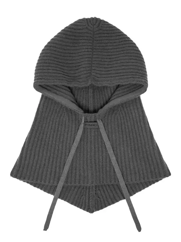 Pinko Hooded Ribbed Balaclava - Grey