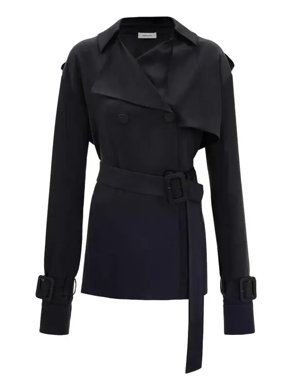 FERRAGAMO Satin Double-breasted Trench Coat - 002
