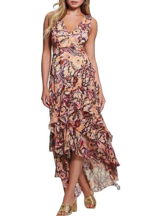 Guess Leisha Sleeveless High-low Dress - Multi Beige