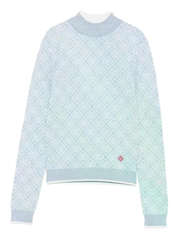 Casablanca Geometric-pattern Mock-neck Top - Blue