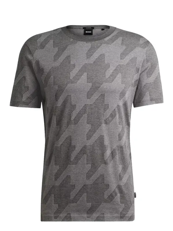 BOSS Houndstooth-pattern T-shirt - Grey