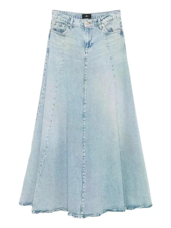 7 For All Mankind Logo-patch Denim Maxi Skirt - Blue
