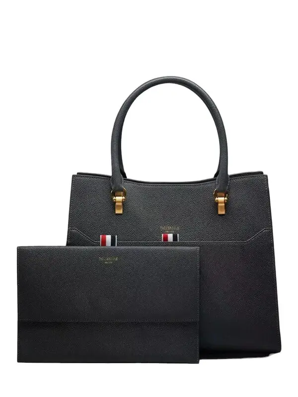 Thom Browne Leather Clasp Tote - Grey