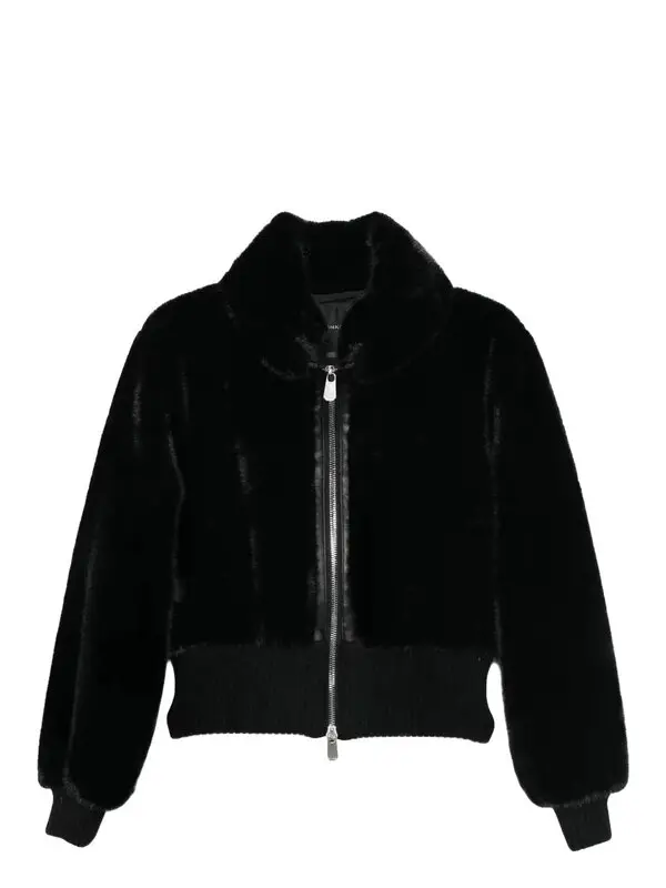 Pinko Ribbed Zip-front Jacket - Black