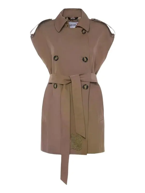 BAZAR DELUXE Sleeveless Trench Coat - Brown