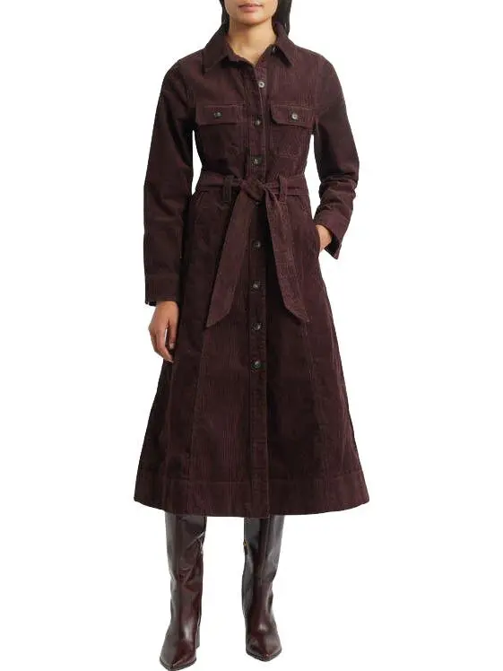 Wit & Wisdom Long Sleeve Corduroy Shirtdress - Oxblood