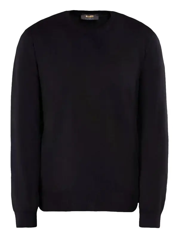 MOORER Orvieto-si5 Cotton Crew Neck Sweater - Blue
