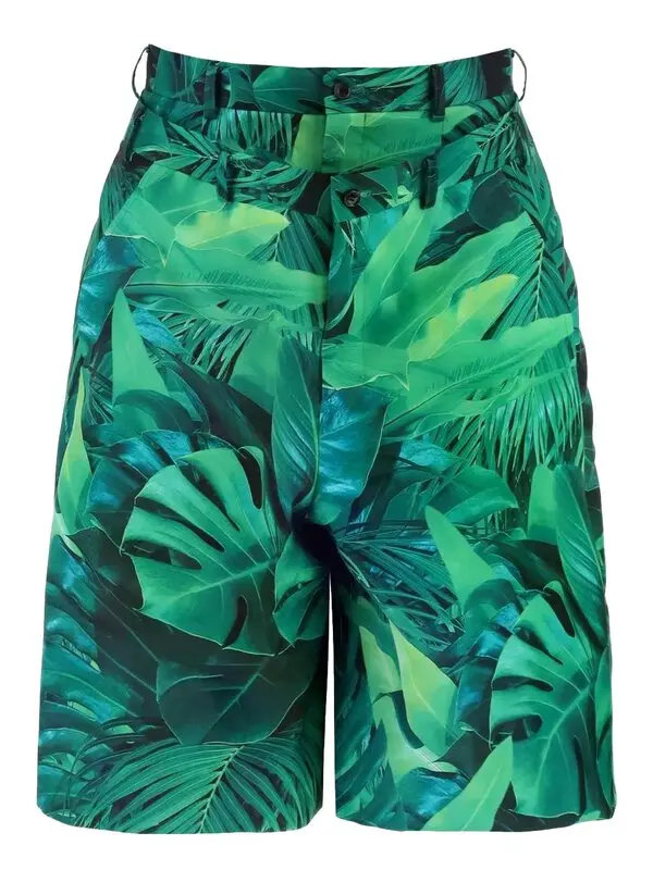Comme Des Garçons Leaf-patterned Shorts - Green