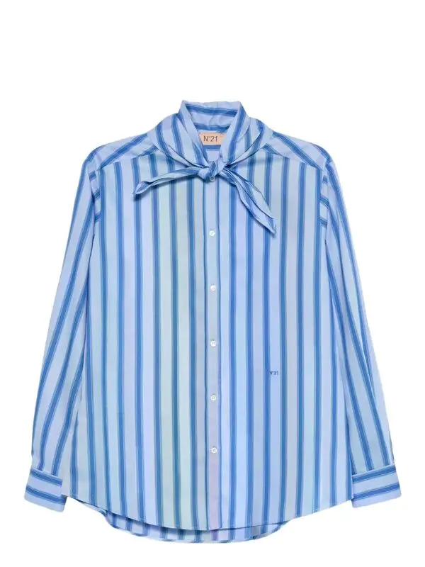 N°21 Embroidered Logo Stripe-pattern Shirt - Blue