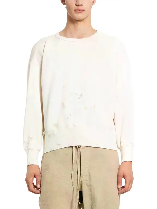 TAIGA TAKAHASHI Distressed Cotton Sweatshirt - Neutrals
