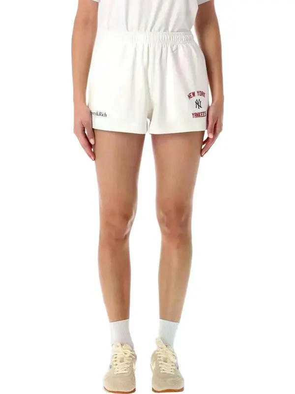 SPORTY & RICH Embroidered Elasticated Shorts - White