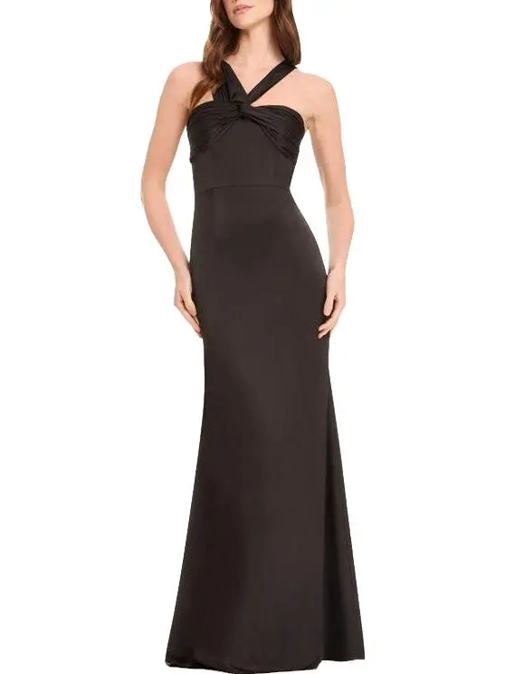 Dress The Population Rosalia Sleeveless Satin Gown - Black