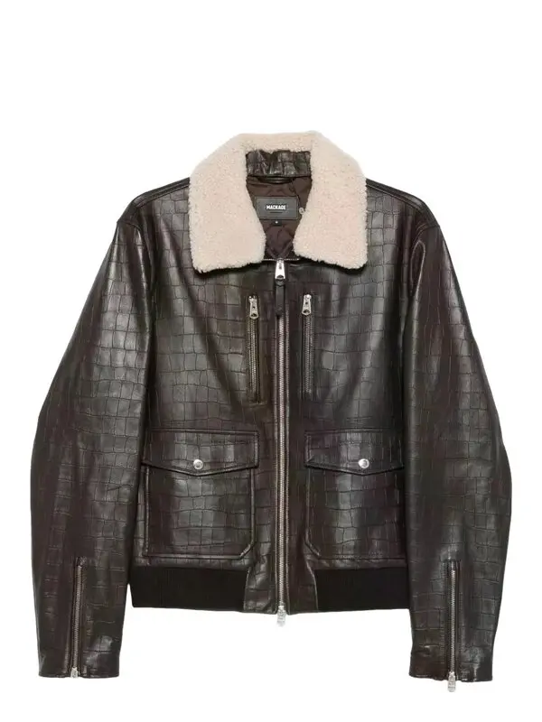 Mackage Embossed Leather Jacket - Brown