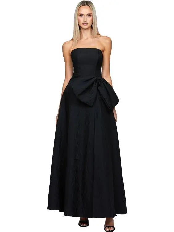 BARIANO Strapless Bow Maxi Gown - Black