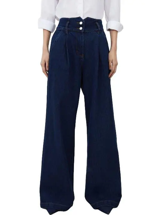 Karen Millen Petite Denim Wide-leg Pants - Indigo