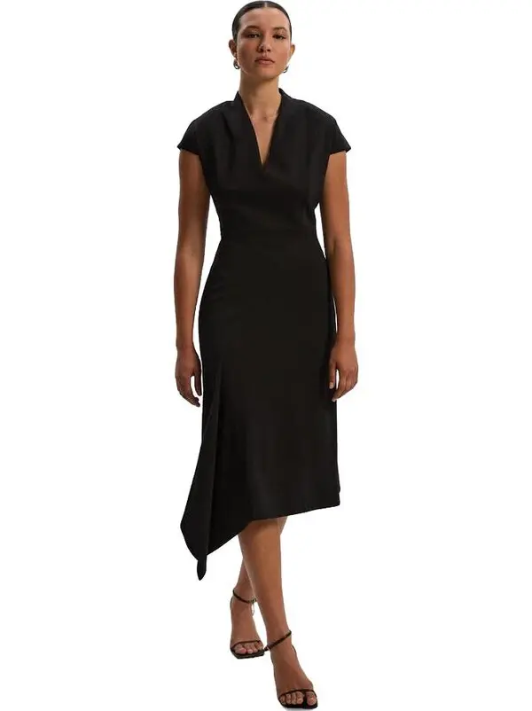 Karen Millen Asymmetric Tailored Midi Dress - Black