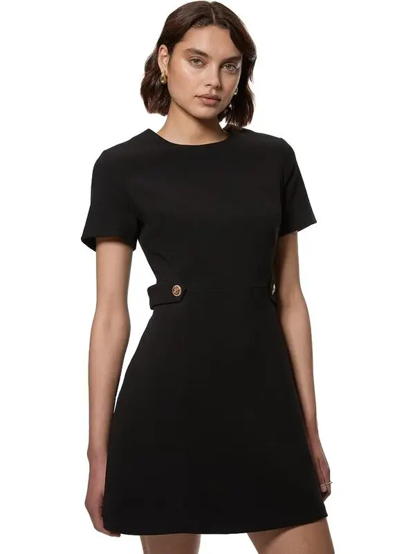 Karen Millen Tab Detail Tailored Mini Dress - Black