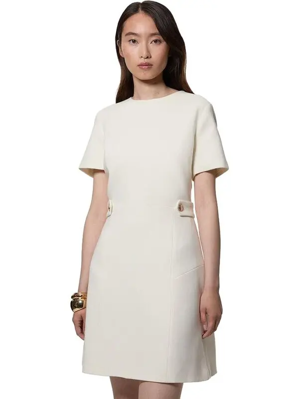 Karen Millen Tab Detail Tailored Mini Dress - Cream