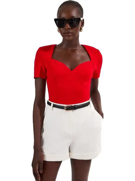 Karen Millen Sweetheart Neckline Bodysuit - Red