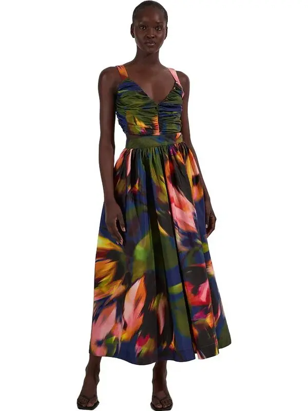 Karen Millen Woven Taffeta Floral Maxi Dress - Multi