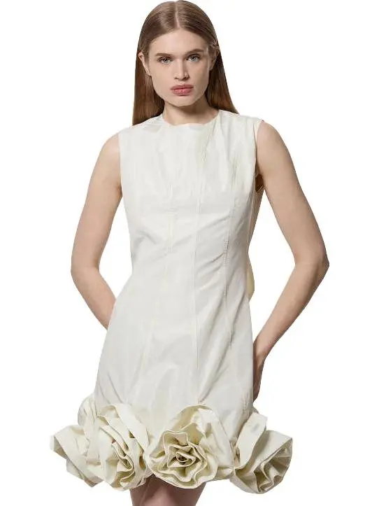 Karen Millen Taffeta Rosette Mini Dress - Pearl