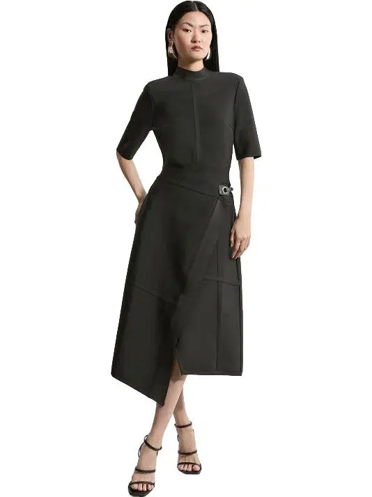 Karen Millen Asymmetric Knit Midi Dress - Black