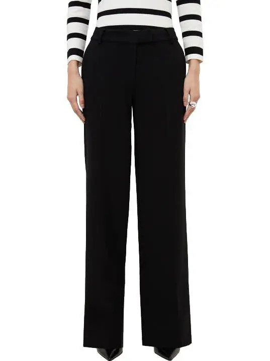 Karen Millen Petite Tailored Straight Leg Trousers - Black