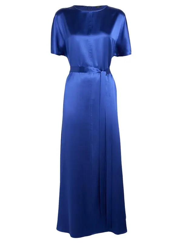 JOSEPH Silk Belted Daviel Maxi Dress - Blue