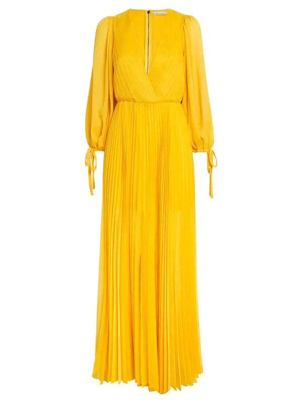 Alice + Olivia Nya Pleated Maxi Dress - Yellow