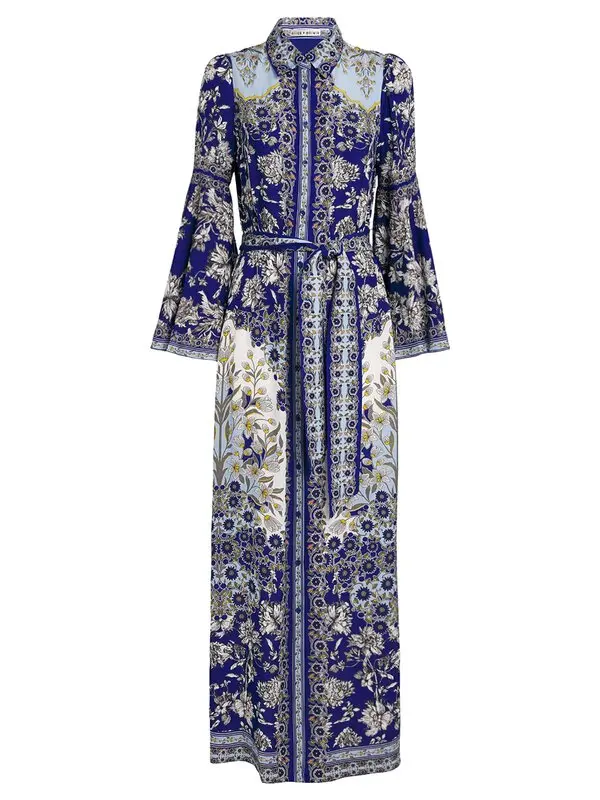 Alice + Olivia Chassidy Bell-sleeve Maxi Dress - Blue