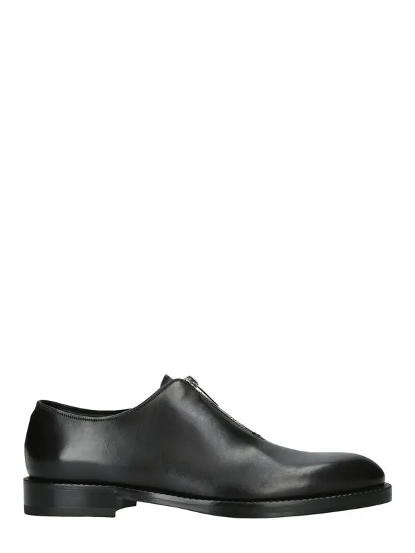 FERRAGAMO Leather Zip-detail Derby Shoes - Black