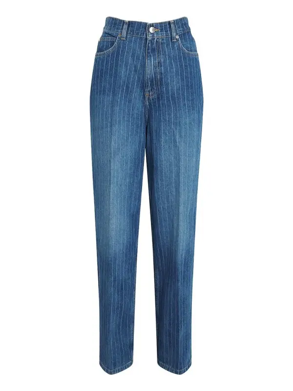 Sandro Stripe High-rise Wide-leg Jeans - Blue