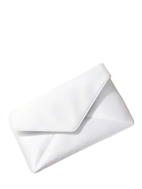 Anthropologie Satin Envelope Clutch - White