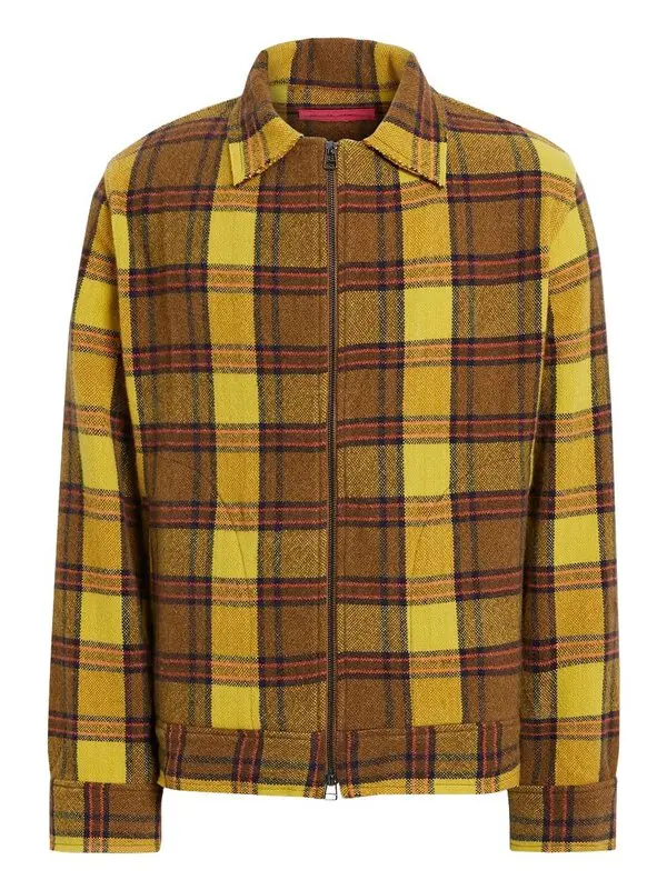 THE ELDER STATESMAN Checked Cashmere Jacket - Marigold