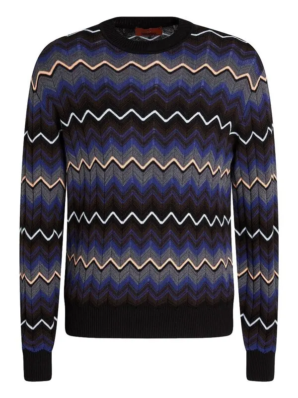 Missoni Jacquard-knit Cotton And Wool-blend Sweater - Black