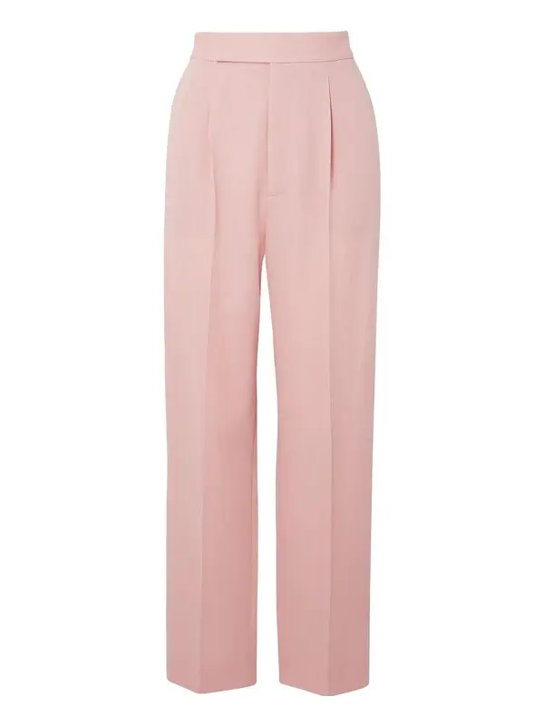 Ralph Lauren Evanne Pleated Wool-twill Straight-leg Trousers - Baby Pink