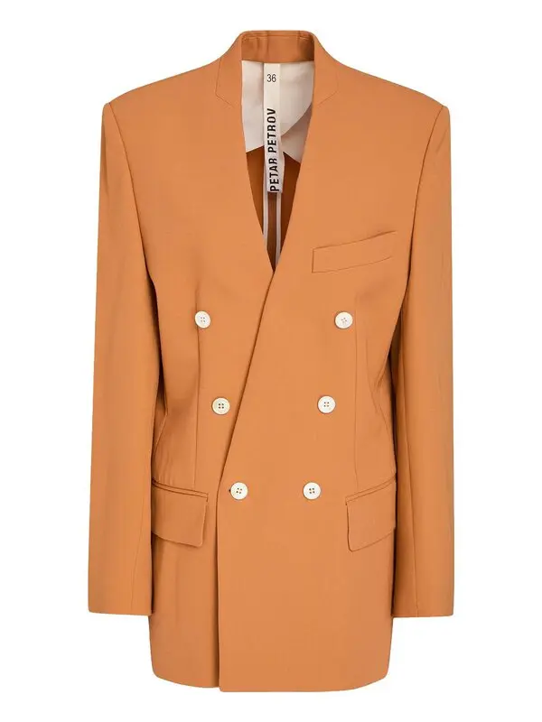 PETAR PETROV Double-breasted Wool-blend Blazer - Marigold