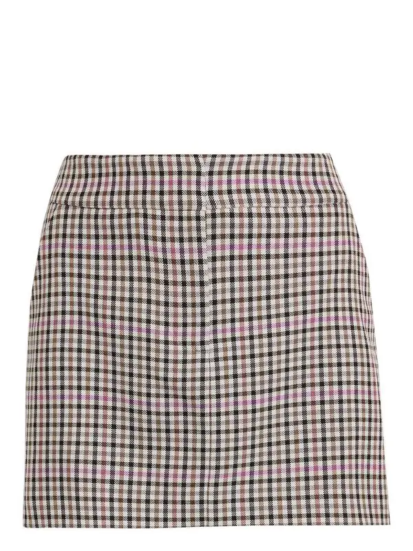 Veronica Beard Checked Tweed Mini Skirt - Light Gray