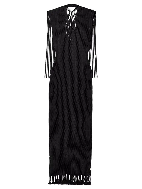 Proenza Schouler Tauba Fringed Macramé Maxi Dress - Black