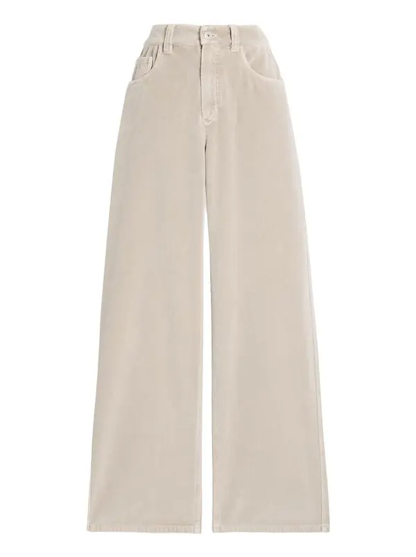 Brunello Cucinelli Cotton-velvet Straight-leg Pants - Beige
