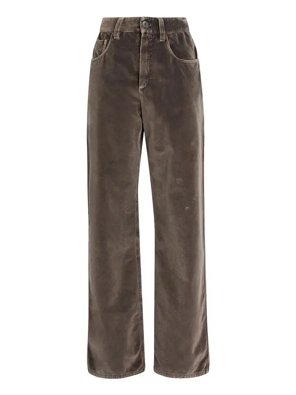Brunello Cucinelli Cotton-velvet Straight-leg Pants - Taupe