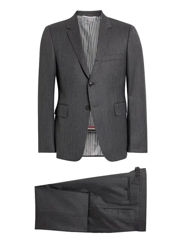 Thom Browne Herringbone Wool Suit - Dark Gray