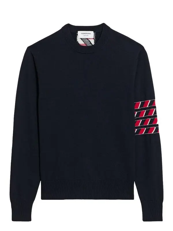 Thom Browne Striped Intarsia Wool Sweater - Navy