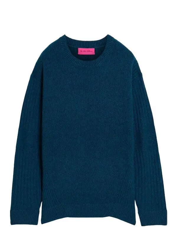 THE ELDER STATESMAN Spliced Ribbed Cashmere Sweater - Petrol
