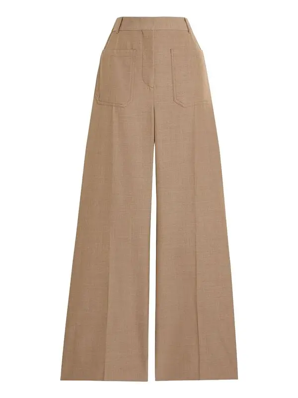 Victoria Beckham Wool Wide-leg Pants - Sand