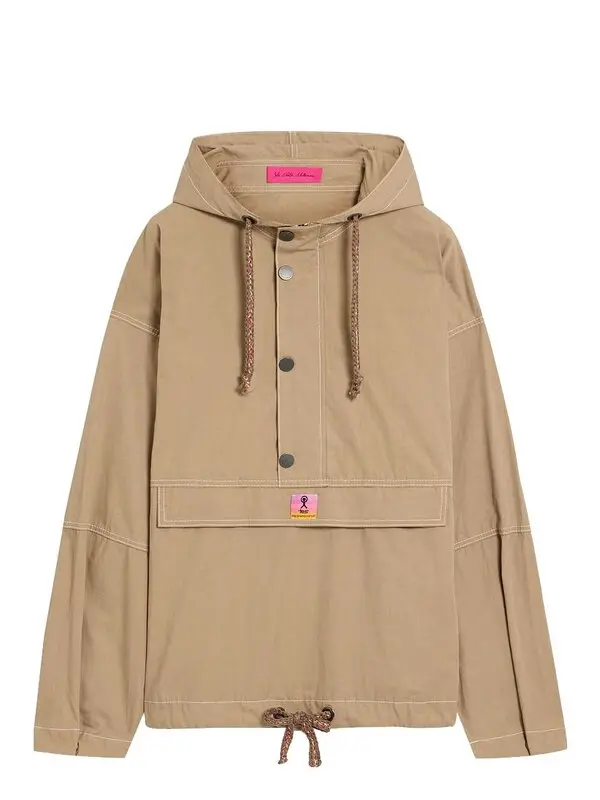 THE ELDER STATESMAN Printed Cotton-twill Hooded Anorak - Sand