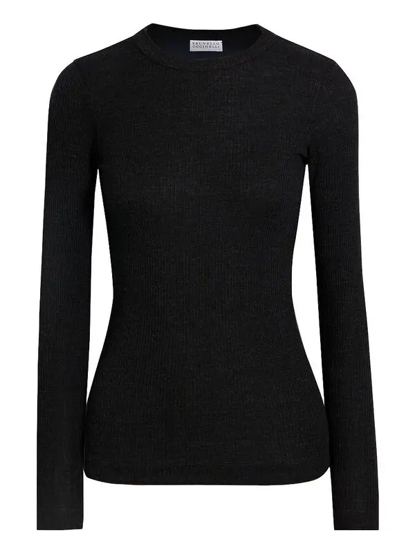 Brunello Cucinelli Ribbed Wool Sweater - Charcoal