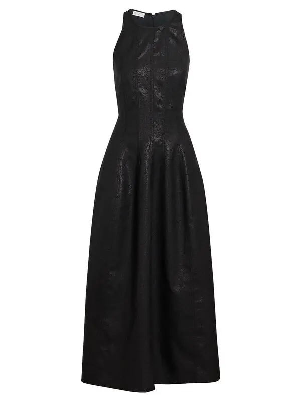 Brunello Cucinelli Metallic Wool-blend Midi Dress - Black