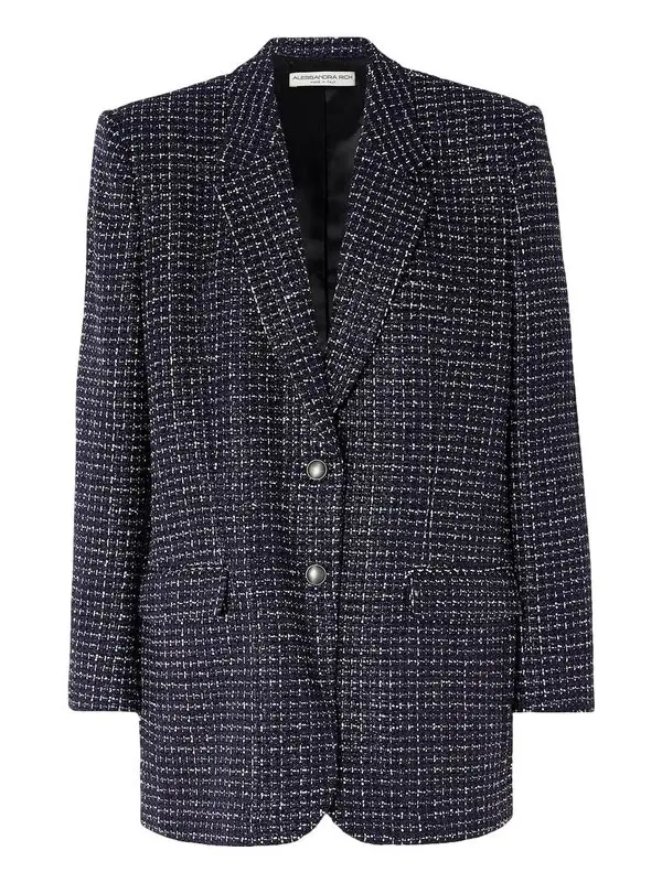 Alessandra Rich Oversized Sequin-embellished Tweed Blazer - Midnight Blue