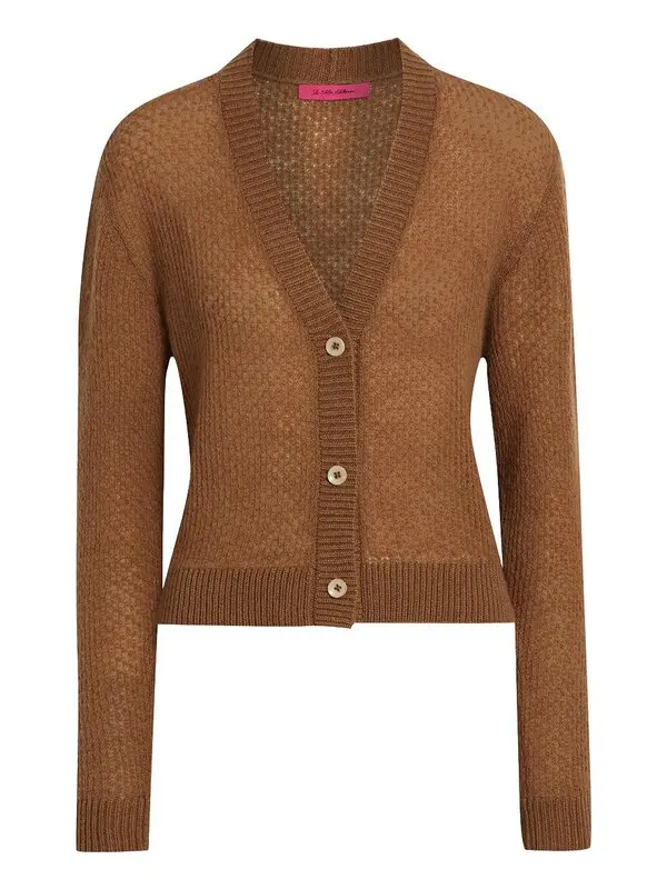 THE ELDER STATESMAN Pointelle-knit Cashmere Cardigan - Light Brown